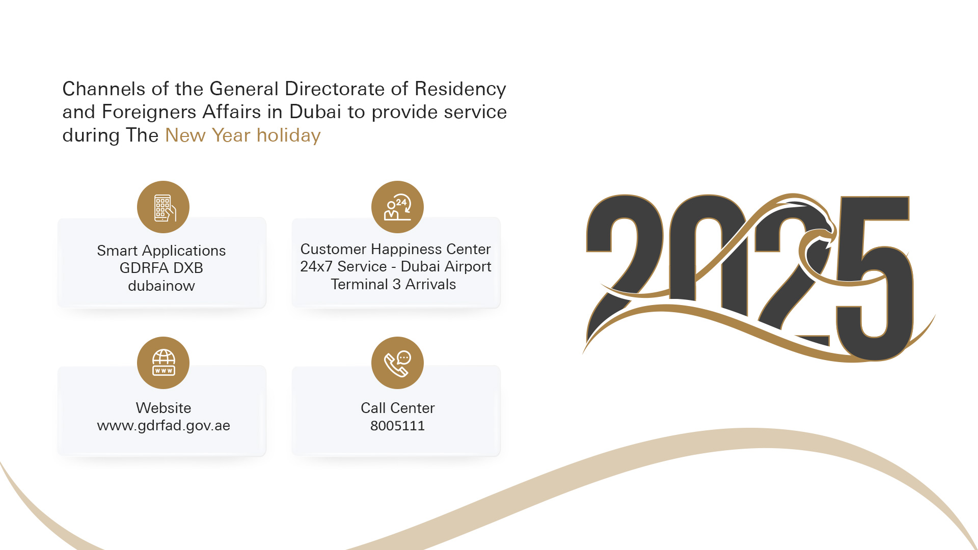 Channels of GDRFA Dubai during New Year Holiday